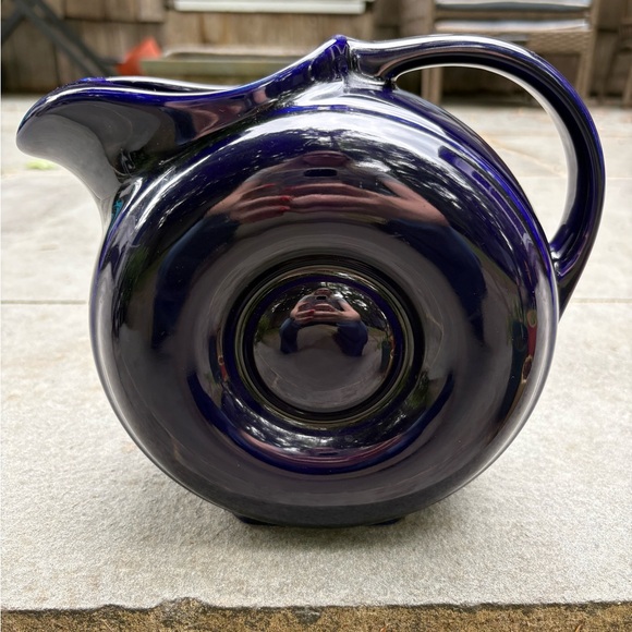Hall Pottery | Kitchen | Vintage Dark Blue Hall Pottery Donut Pitcher ...